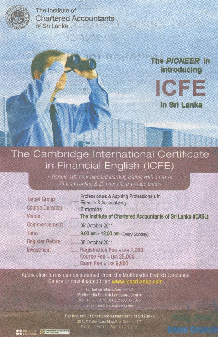 The Cambridge International Certificate In Financial English ICFE By The Cambridge International Certificate In Financial English ICFE By