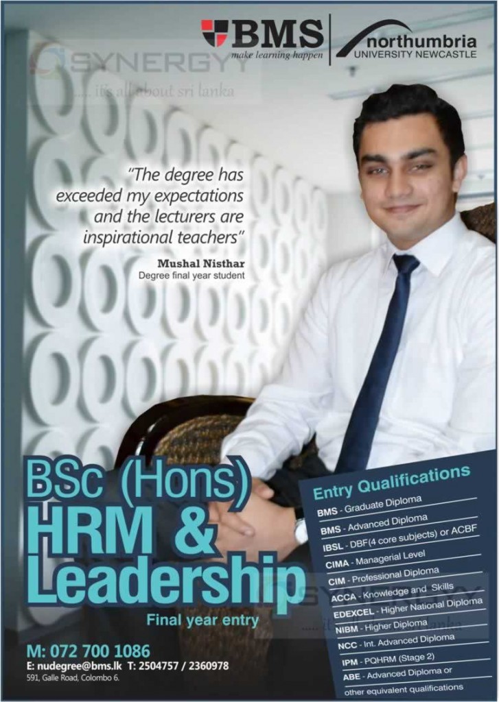 BMS – BSc (Hons) in HRM & Leadership Final Year Degree Programme – SynergyY BMS – BSc (Hons) in HRM & Leadership Final Year Degree Programme – SynergyY
