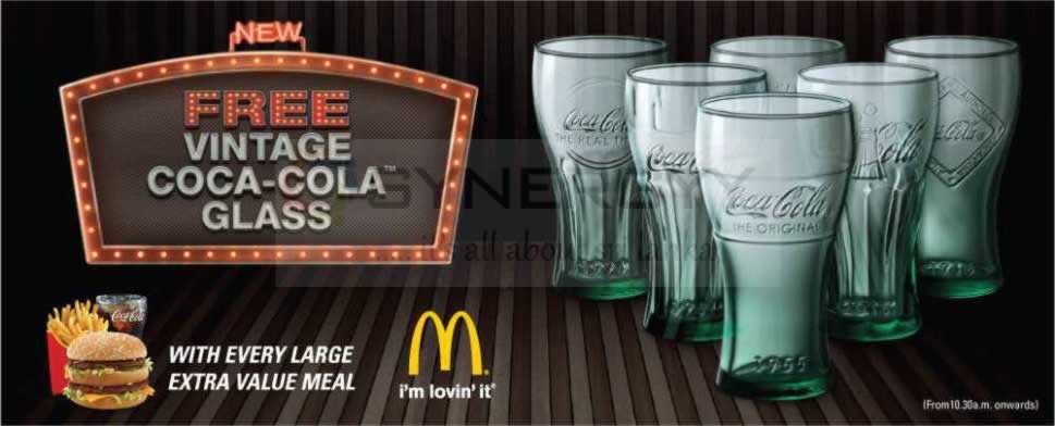 Free Coca Cola glass with extra value meal @ McDonalds – Offer valid ...